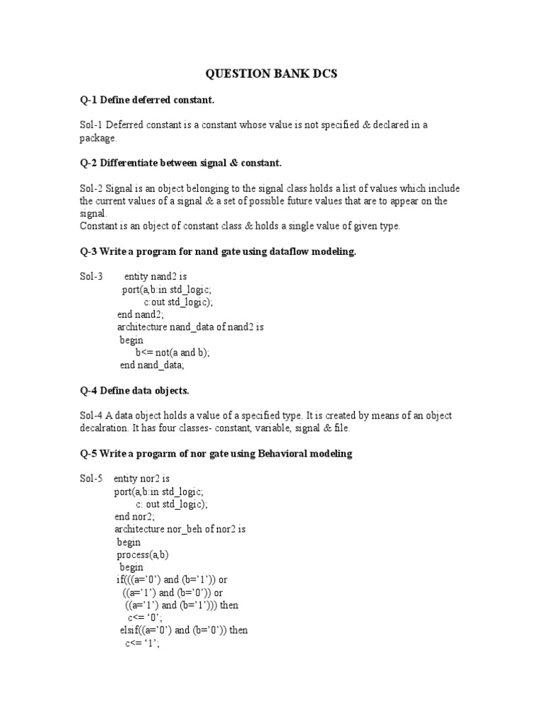 VHDL Question Bank | Download Free PDF | Programming Paradigms | Computer Engineering