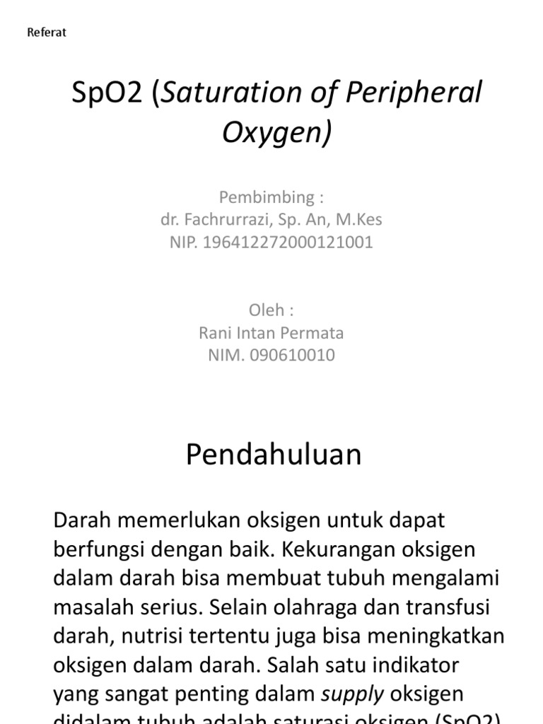 SpO2 (Saturation of Peripheral Oxygen) | PDF