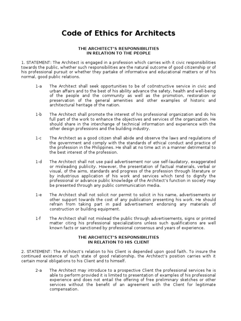 Code of Ethics Architect | PDF
