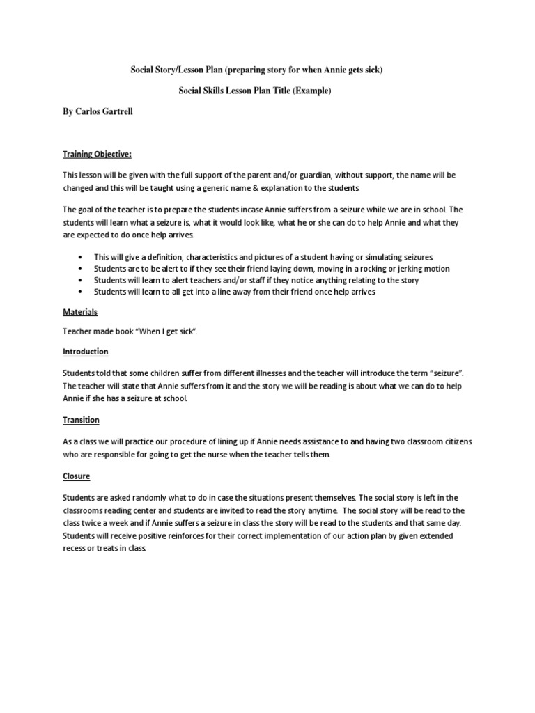 Social Story for Seizure Awareness | PDF