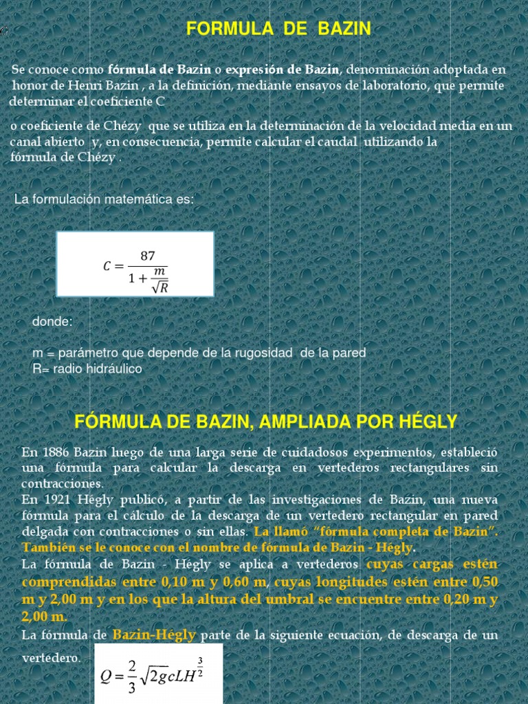 Bazin JVC | Fórmula | Descarga (hidrología)