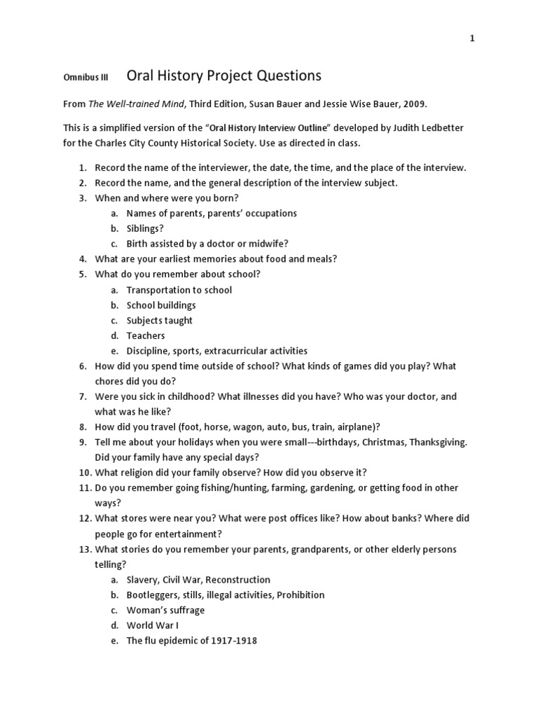 Omnibus III Oral History Project Outline | PDF | African American Civil ...