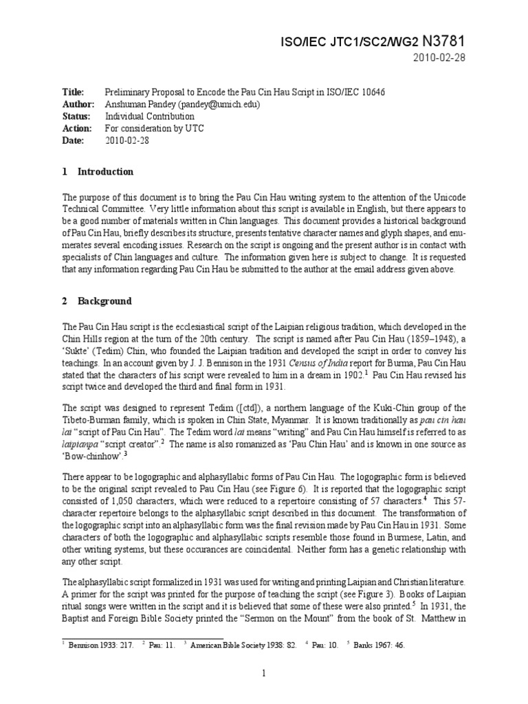 Encode Pau Cin Hau Script Proposal | PDF