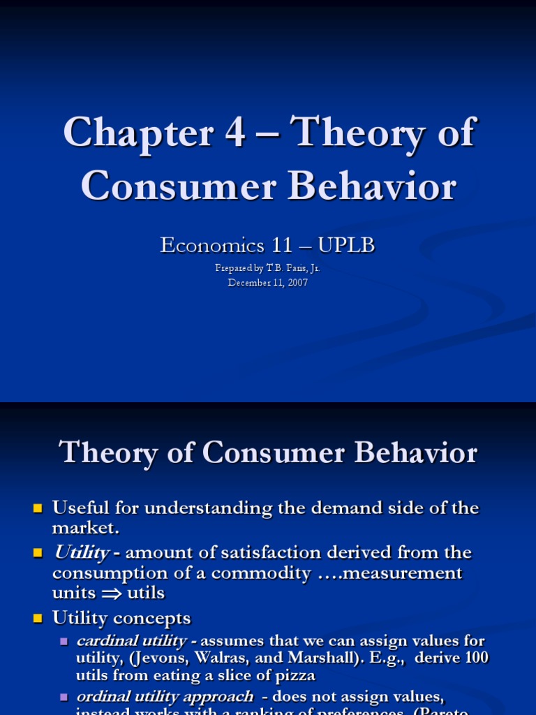 Consumer Behavior Theory in Economics | PDF | Utility | Marginal Utility