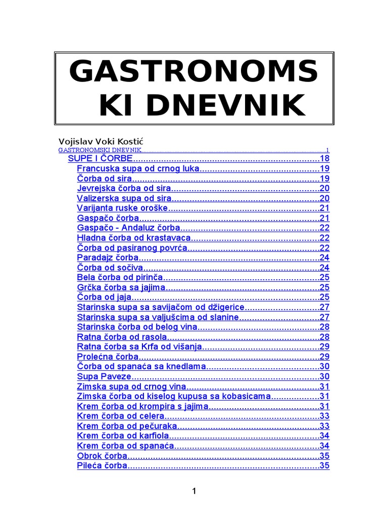 Gastronomski Dnevnik | PDF