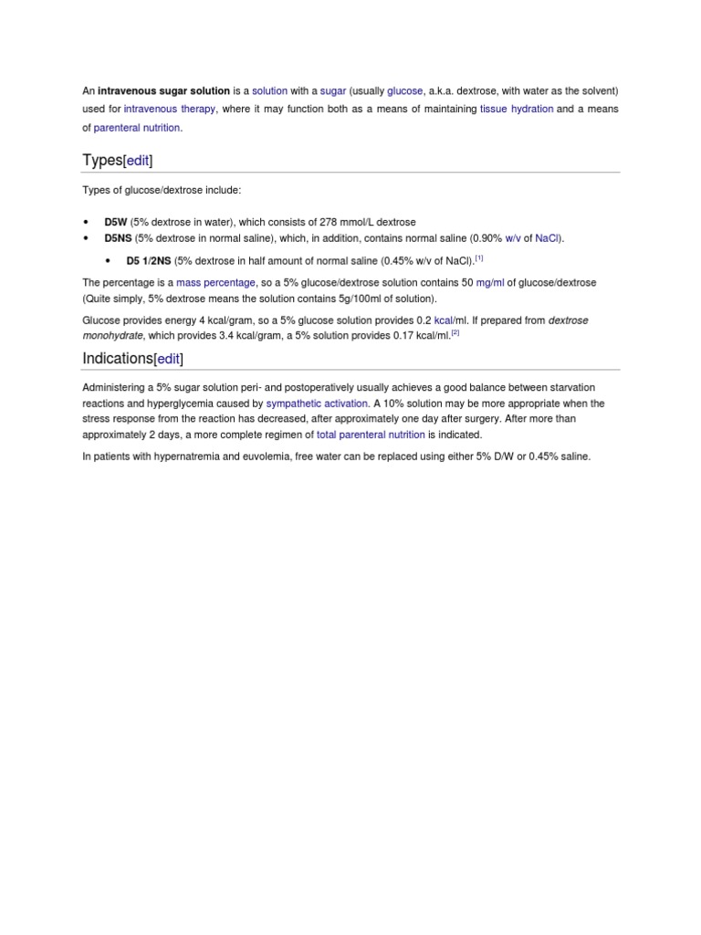Intravenous Sugar Solution Types | PDF | Cooking, Food & Wine | Science ...