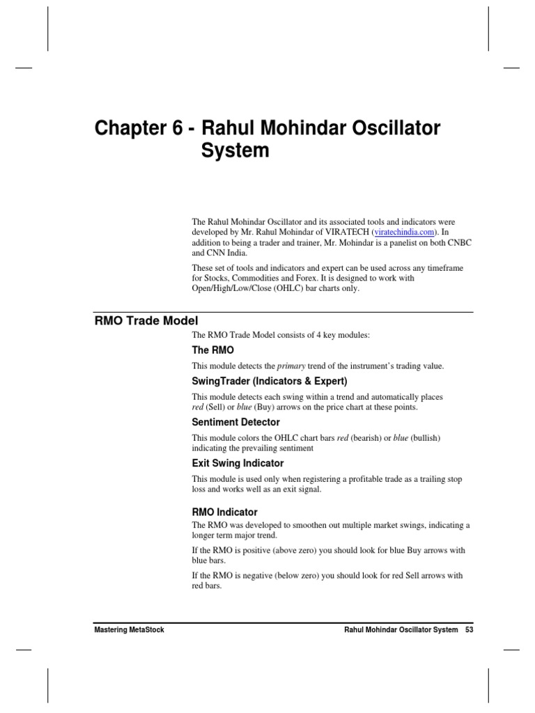 Chapter 6 - Rahul Mohindar Oscillator System: RMO Trade Model | PDF | Market Trend | Economic ...