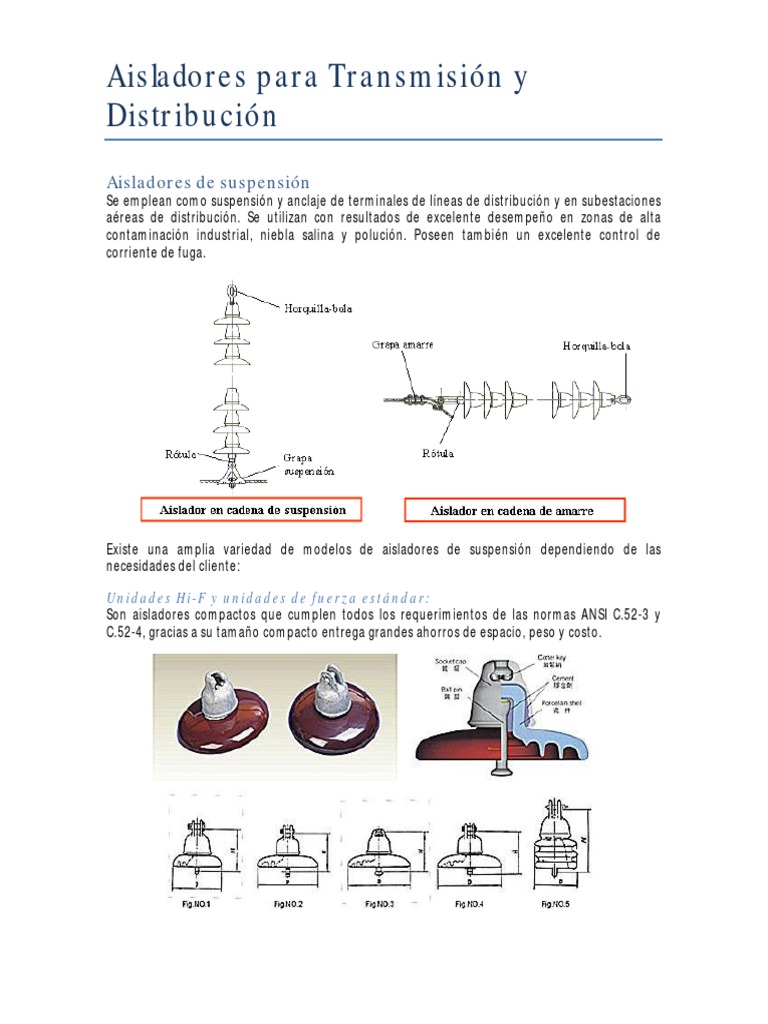 Aisladores para Transmisión y Distribución | PDF | Transformador ...
