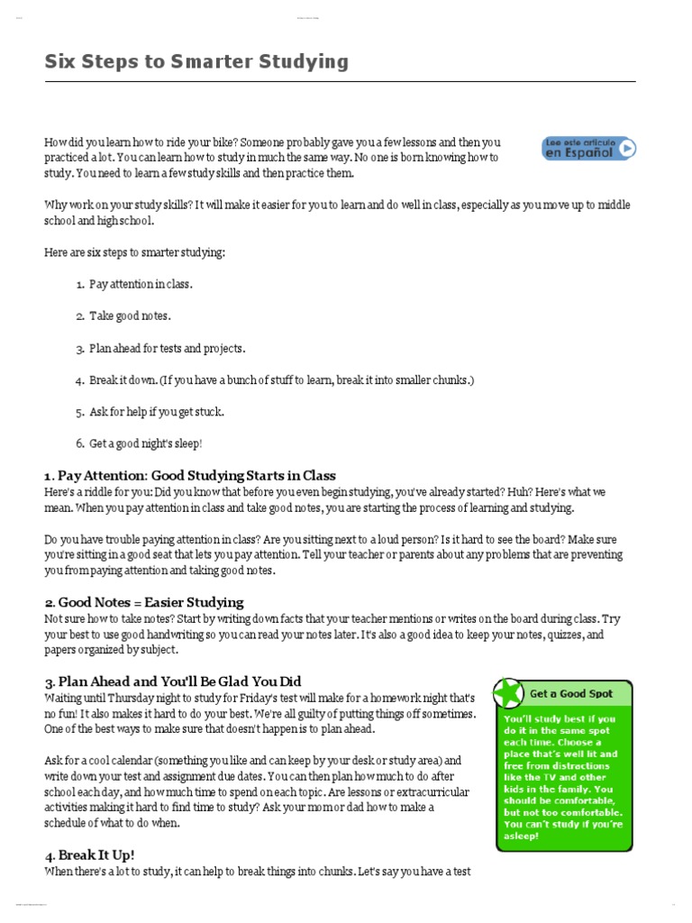 Six Steps To Smarter Studying | PDF | Study Skills | Planets