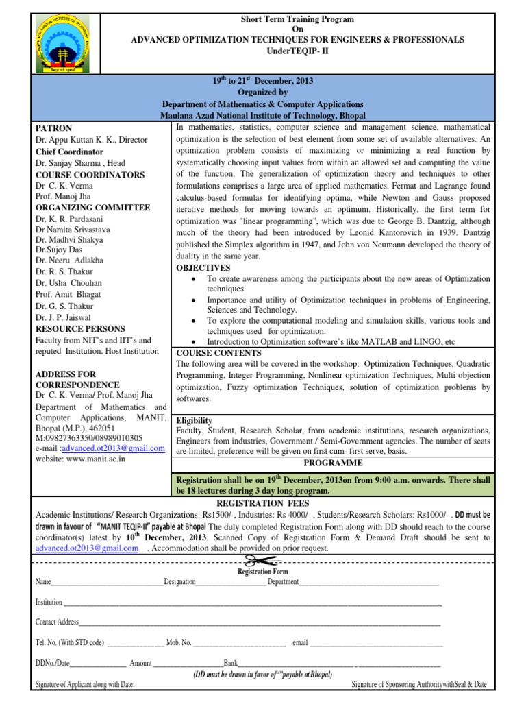 Advanced Optimization Techniques 2013 | PDF | Mathematical Optimization ...