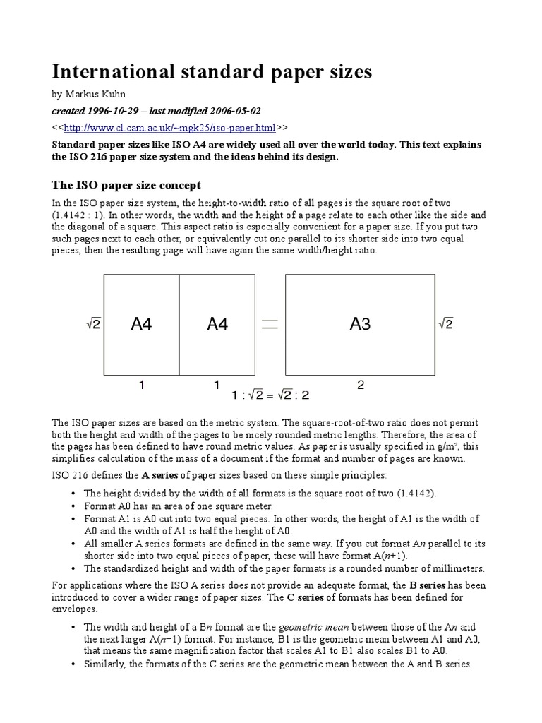 International Standard Paper Sizes | PDF | Media Technology | Office ...