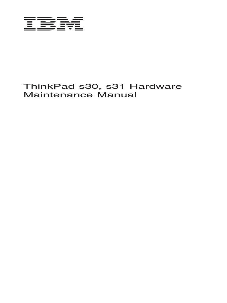 Thinkpad S30, S31 Hardware Maintenance Manual | PDF | Bios | Booting