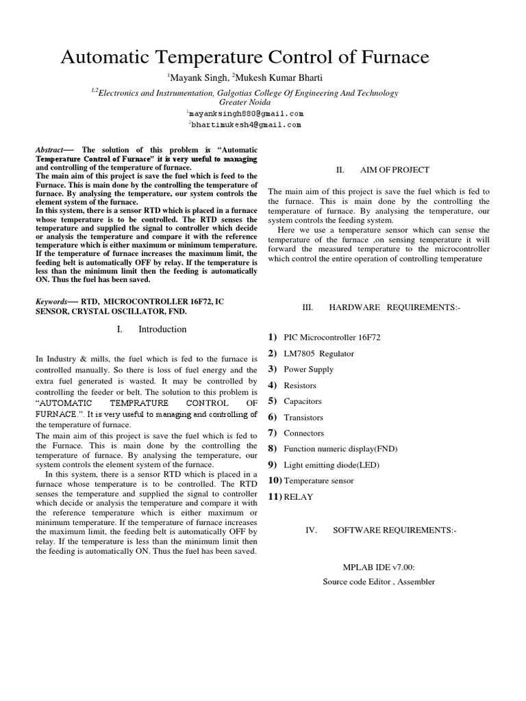 Automatic Temp Control of Furnace. | PDF | Relay | Bipolar Junction Transistor