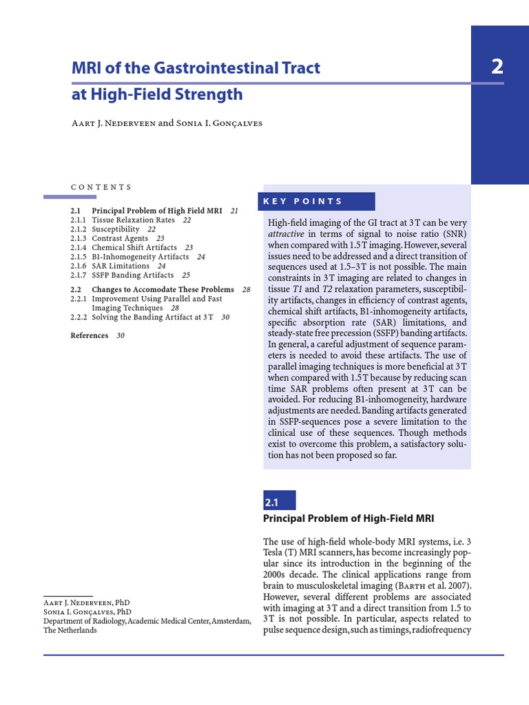 MRI of The Gastrointestinal Tract at High-Field Strength: Key Points ...