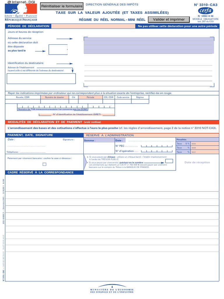 Imprim3310-CA3 | Taxe sur la valeur ajoutée | Facture