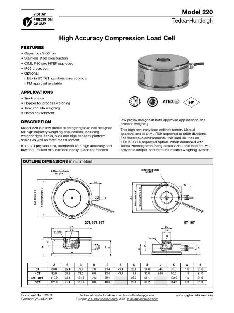 High Accuracy Compression Load Cell for Truck Scales, Hoppers, Tanks ...