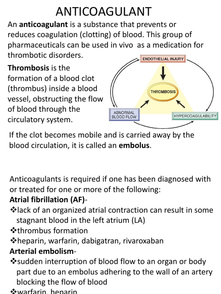 Anticoagulants, Direct and Indirect Thrombin Inhibitors | Thrombosis ...