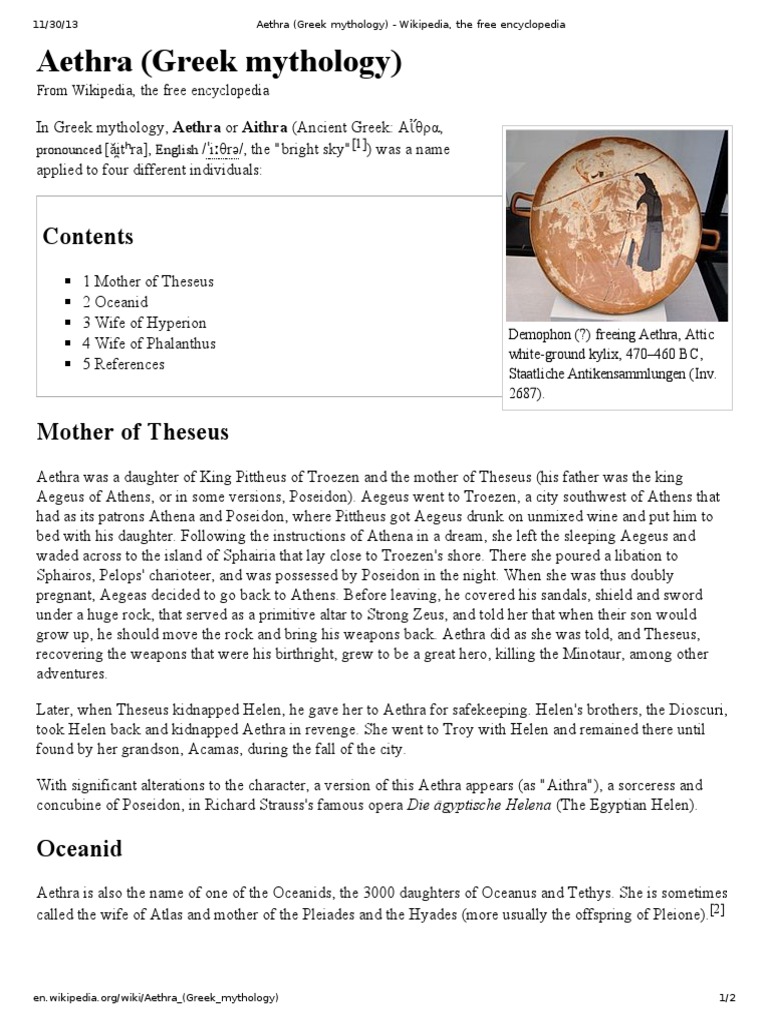 Aethra (Greek Mythology) | PDF | Paleo Balkan Mythology | Greek Mythology