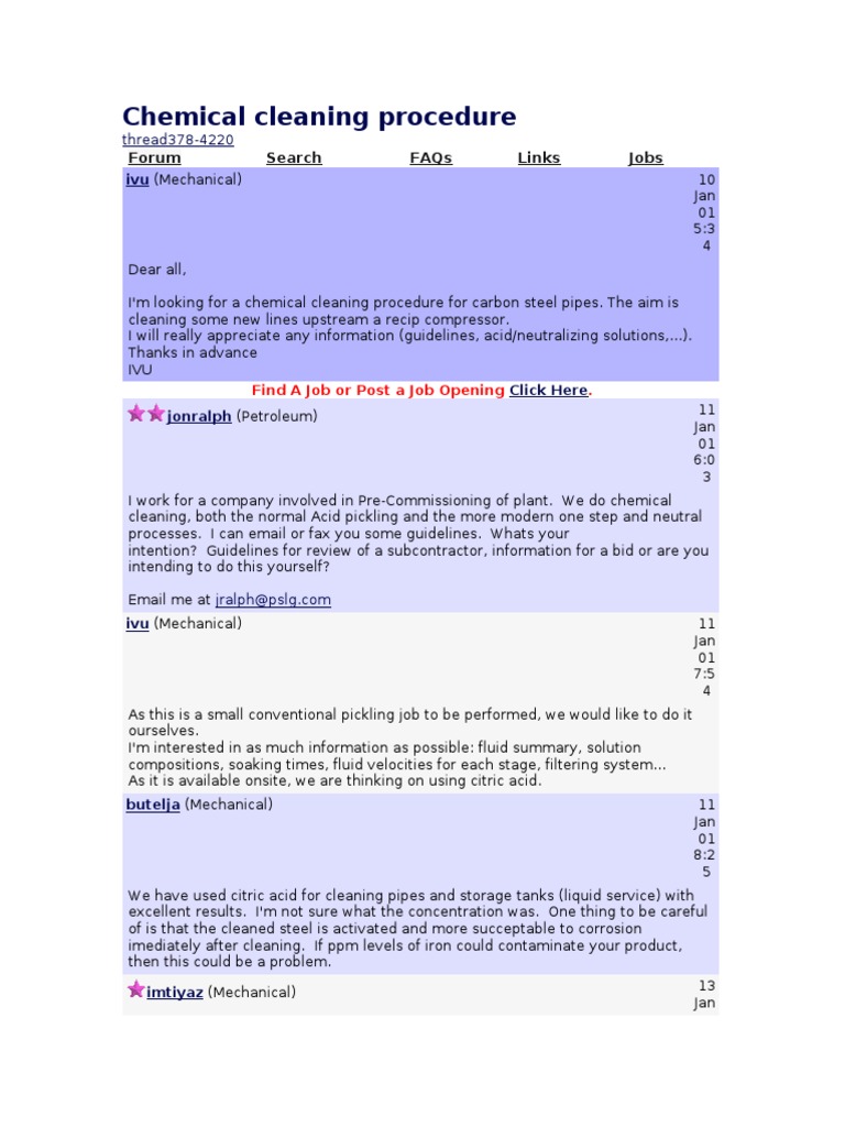 Chemical Cleaning Procedure | Download Free PDF | Analytical Chemistry ...
