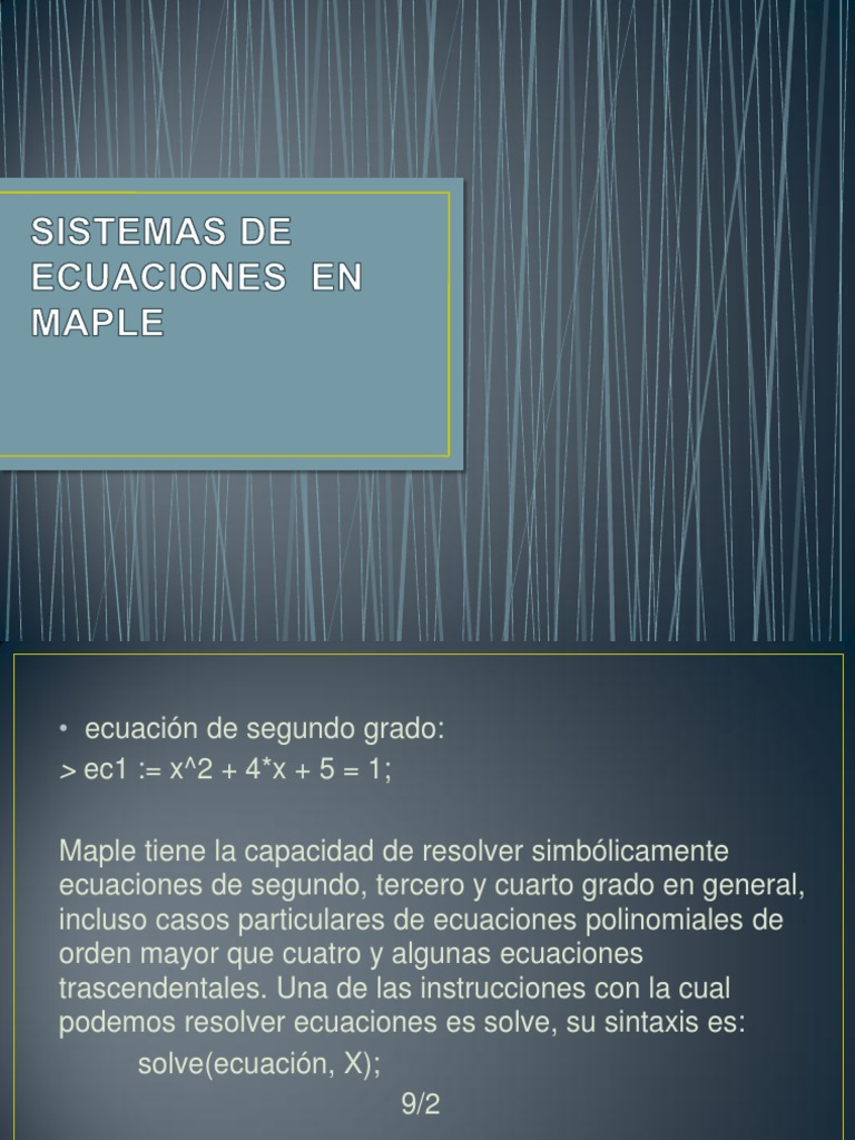 Sistemas de Ecuaciones en Maple | PDF | Matriz (Matemáticas) | Ecuaciones
