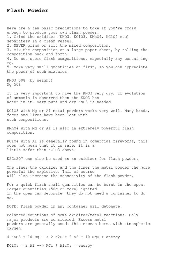 Flash Powder | PDF