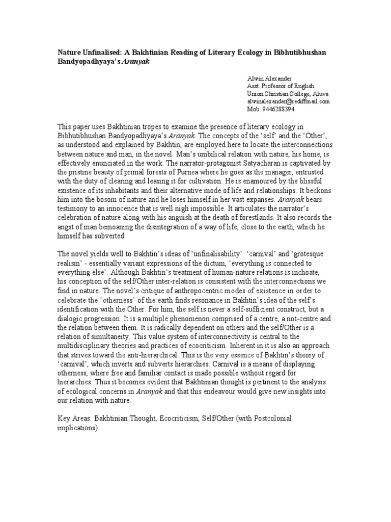 ABSTRACT - Seminar Paper Literary Ecology | PDF | Natural Environment ...