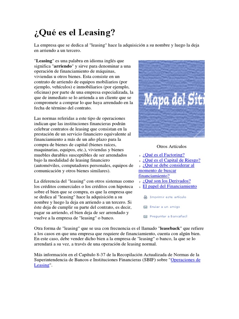 Qué Es El Leasing | PDF | Arrendamiento | Business