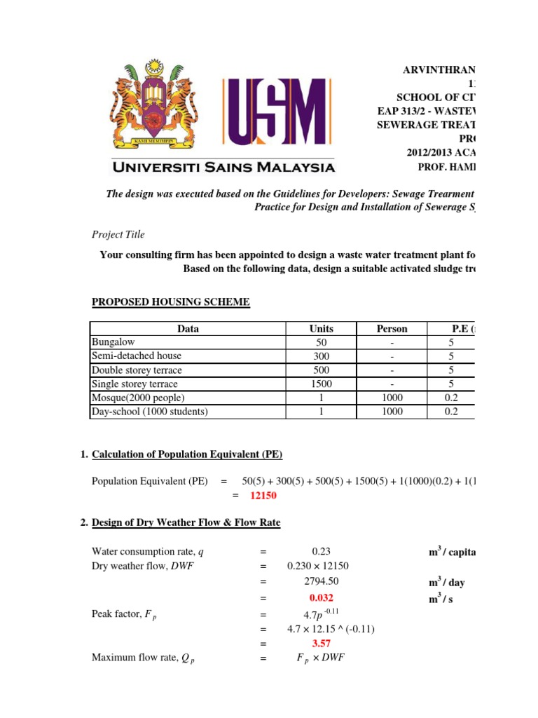 Sewerage Treatment Plant Design Template | PDF | Sewage Treatment ...
