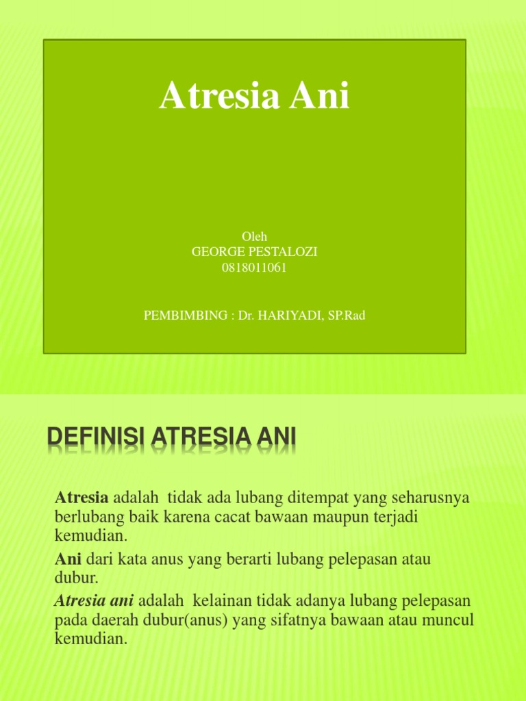 Atresia Ani: Diagnosis & Penanganan | PDF