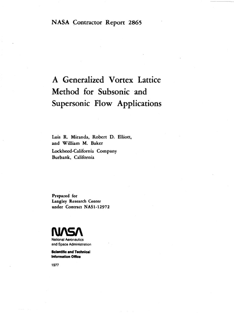 Vorlax Manual NASA CR2865 | PDF | Vortices | Aerodynamics