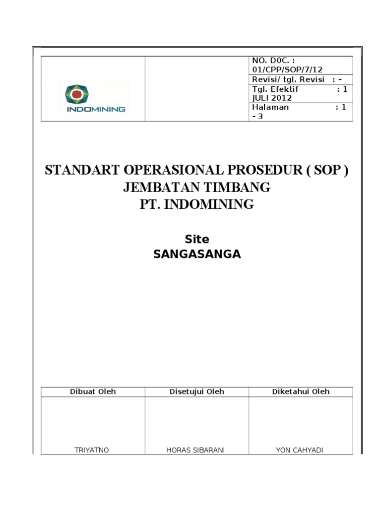 SOP Jembatan Timbang | PDF