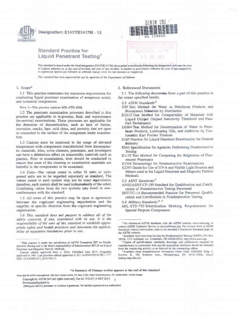 Astm E1417 E1417m-13 | PDF