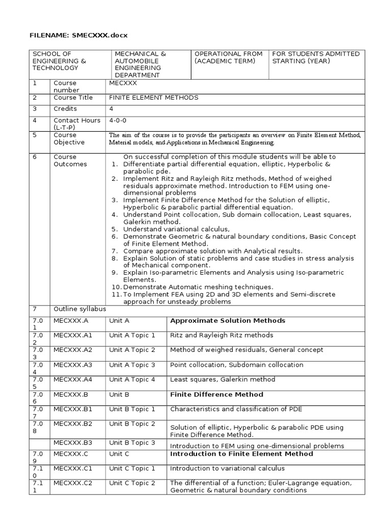 Finite Element Method (Fem) | PDF | Partial Differential Equation ...