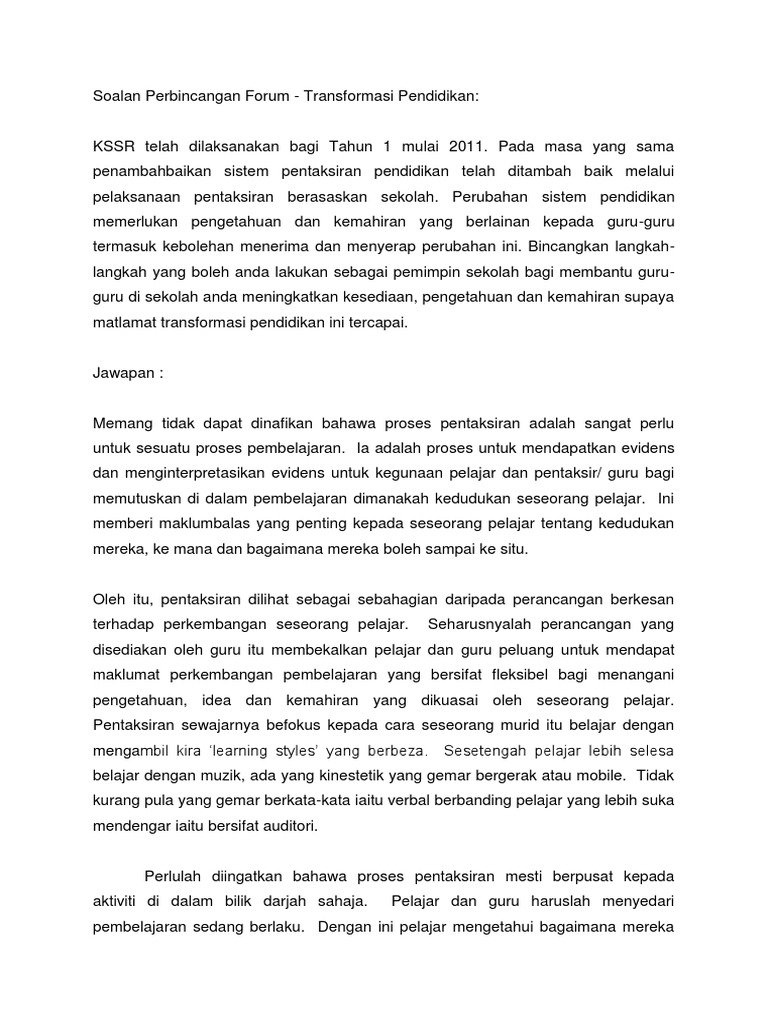 Soalan Perbincangan Forum | PDF