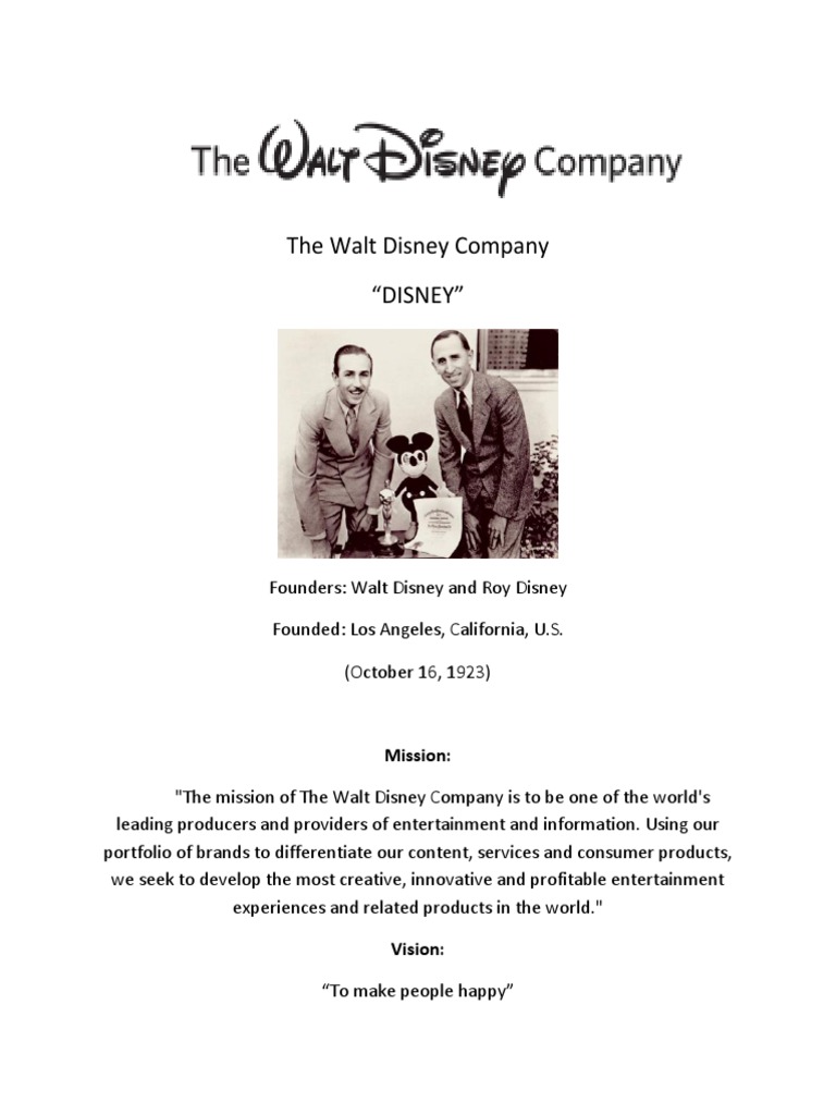 Disney Company Culture and Values Overview | PDF | Disneyland | Walt Disney