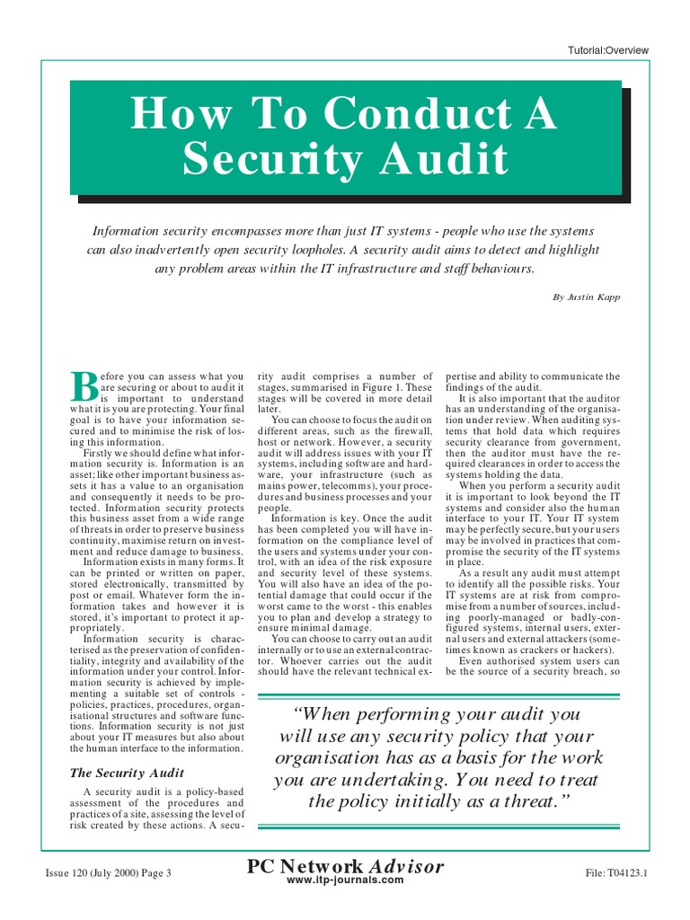 Conducting a Security Audit Guide | PDF | Computer Security | Security