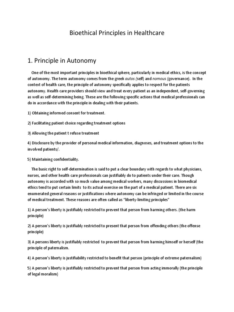Bioethical Principles in Healthcare | Autonomy | Bioethics