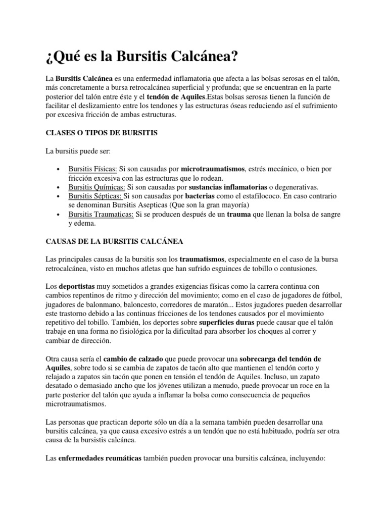 Qué Es La Bursitis Calcánea | PDF | Tobillo | Inflamación