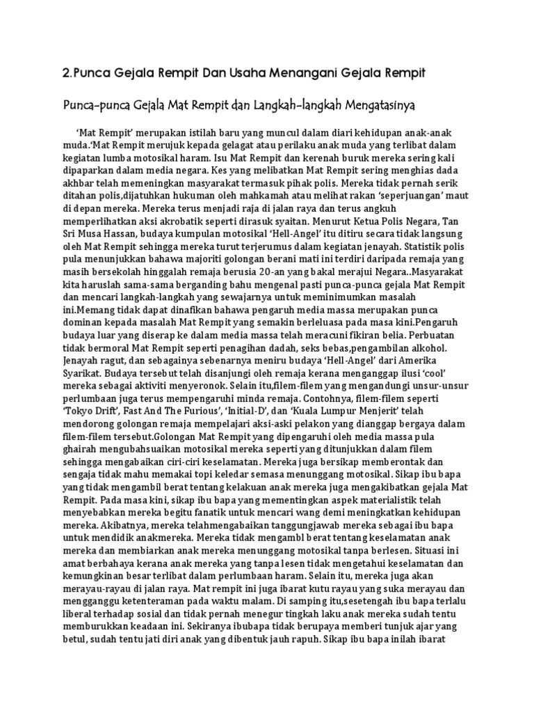 Punca Gejala Rempit Dan Usaha Menangani Gejala Merempit 1 | PDF