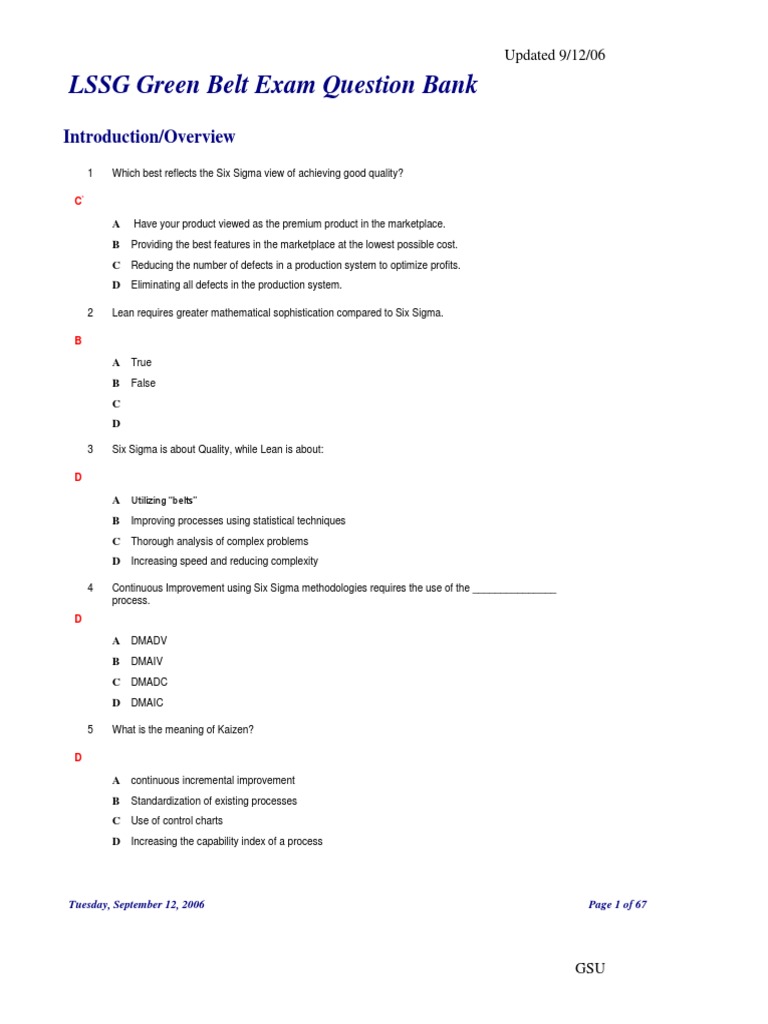 Six Sigma Exam Preparation | PDF | Coefficient Of Determination | Six Sigma