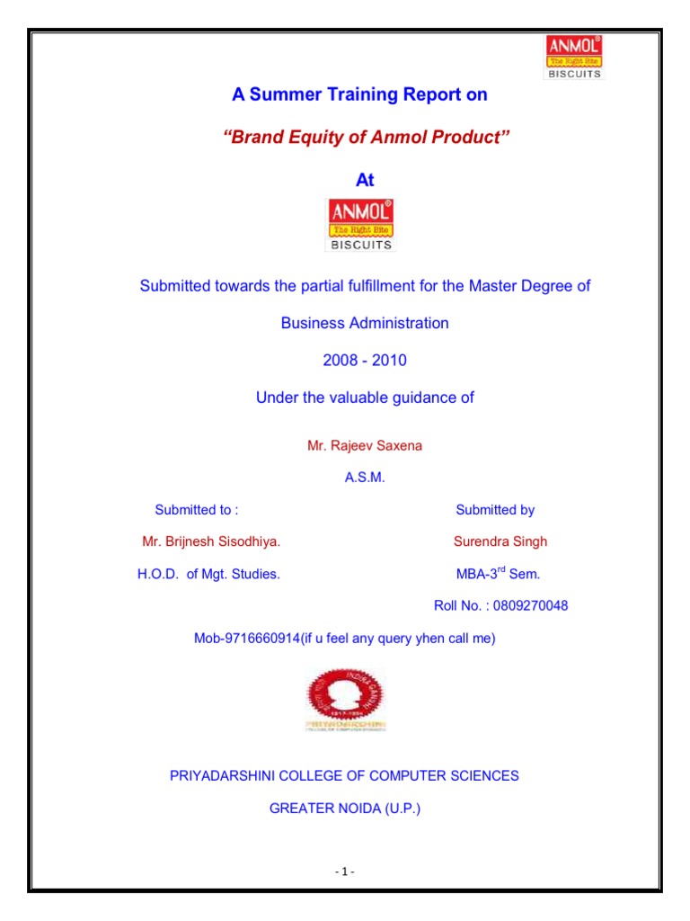 Research REPORT On Anmol Bakers PVT LTD | PDF | Survey Methodology ...