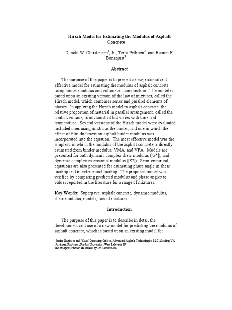Hirsch Model for Asphalt Concrete Modulus | PDF | Least Squares ...