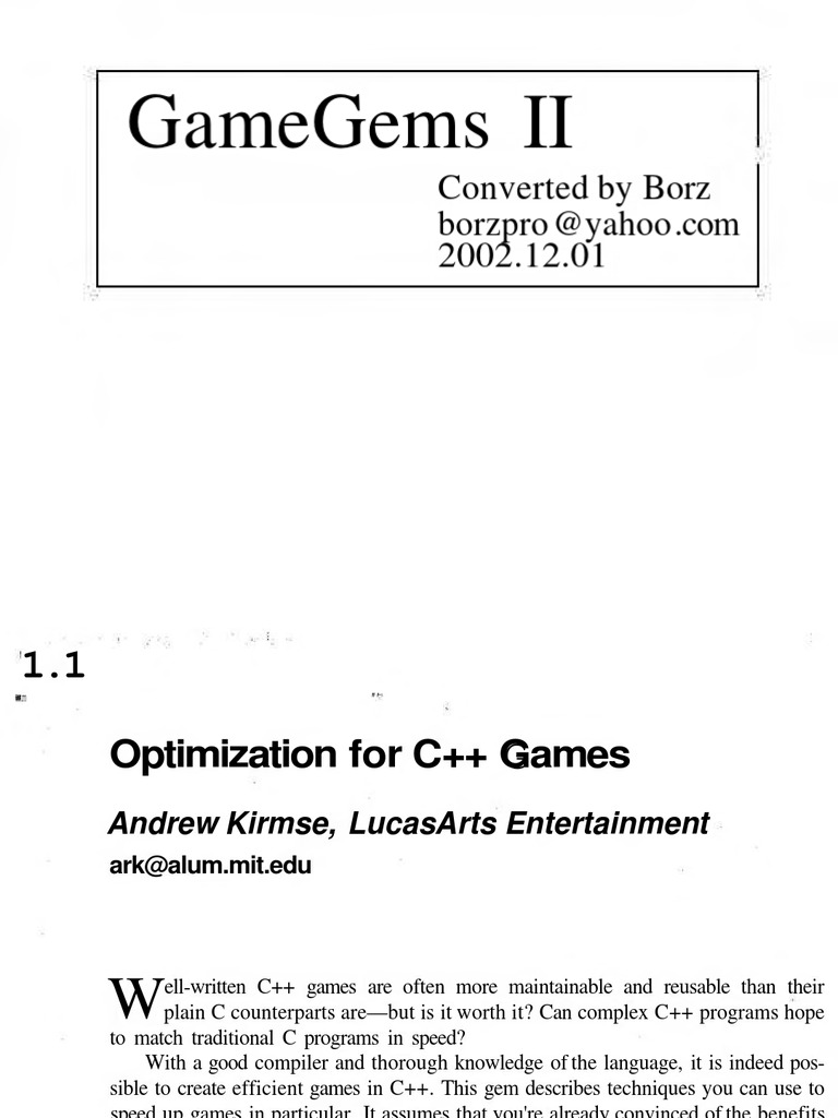 Game Programming Gems Ii Pdf Subroutine Class Computer Programming
