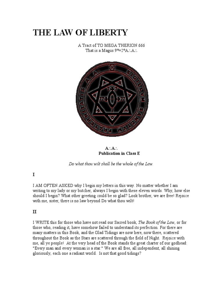 The Law of Liberty | PDF | Thelema | Soul