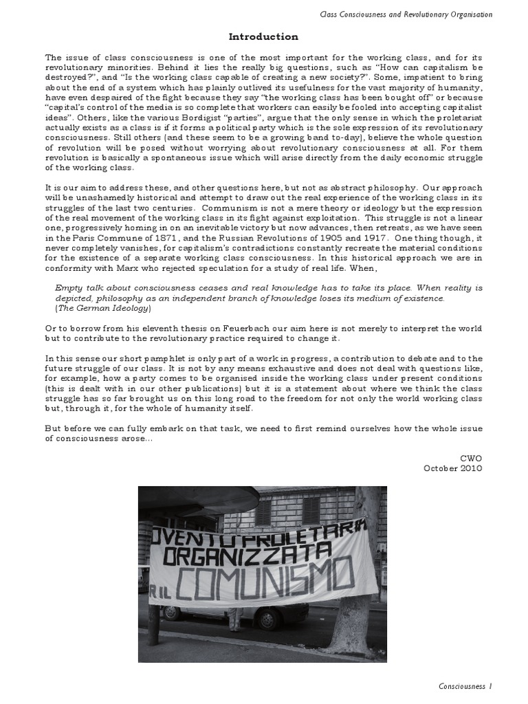 Class Consciousness | PDF | Karl Marx | Communism