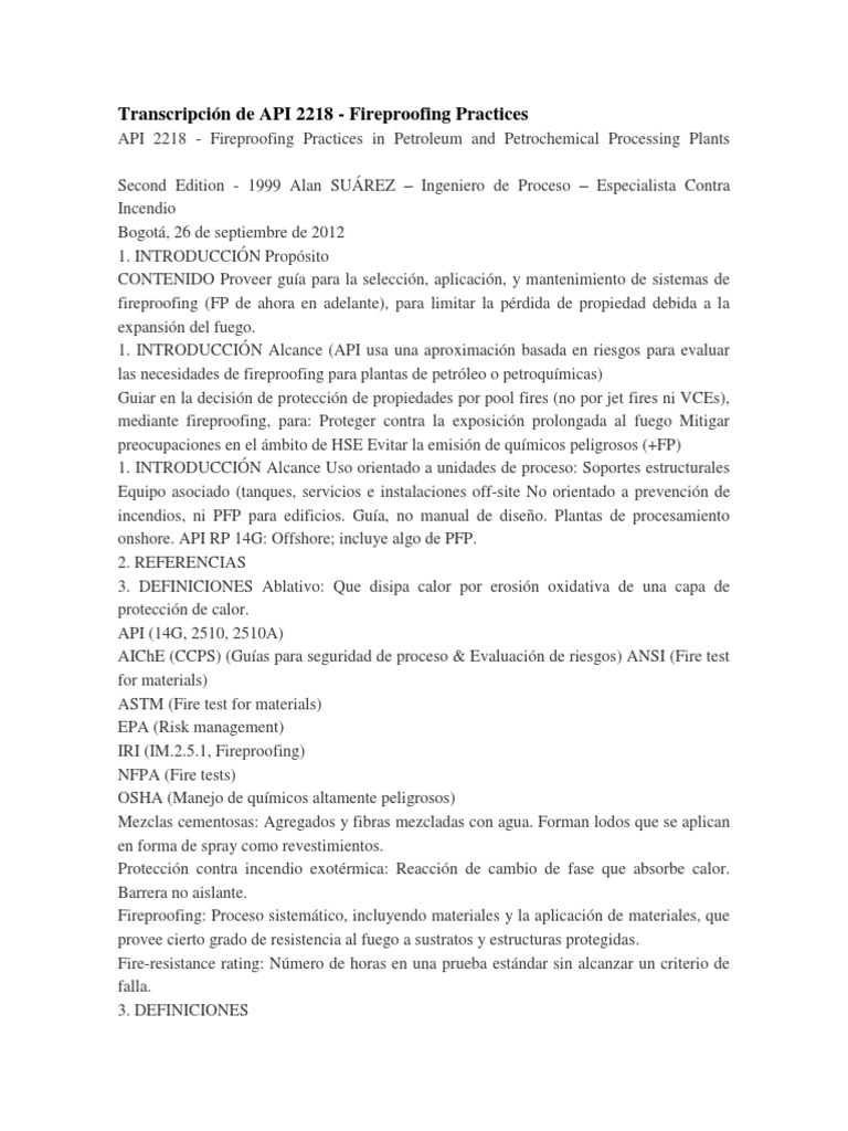 Api 2218 Español | PDF | Calor | Bomba