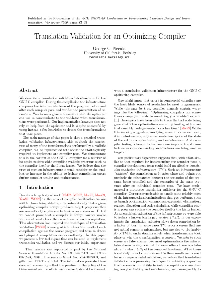 Translation Validation | PDF | Compiler | Subroutine