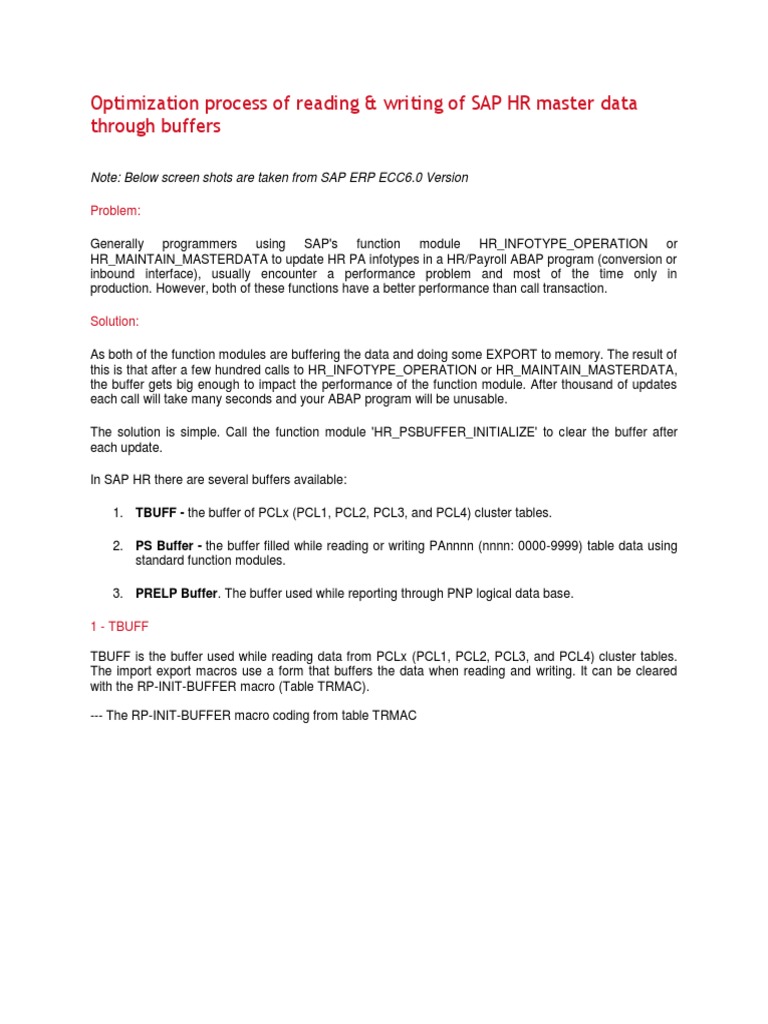 Optimization Process of Reading and Writing HR Master Data Through ...