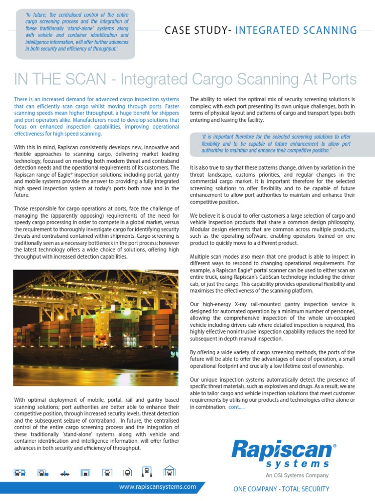 Rapiscan Integrated Cargo Scanning | PDF | Cargo | Containerization