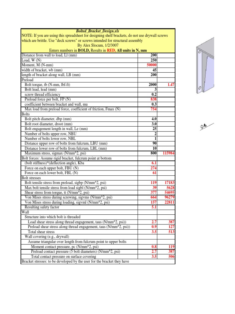 Bolted Bracket Design Calculations | PDF | Teaching Methods & Materials ...